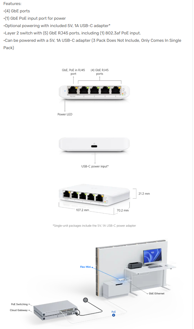 Ubiquiti UniFi Switch Flex Mini 5-Port Gigabit Switch 3 Pack - Allneeds ...